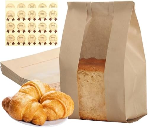 Amazon.com: 25 Pcs Large Paper Bread Bags for Homemade Bread, Kraft ...