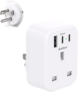 UK to US Plug Adaptor, USA Travel Adapter with 1 USB & 2 USB C Ports ...