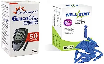 Wellstar 100 Round Glucometer Lancets with DR.MOREPEN BG-03 50 Test ...