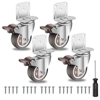 W B D WEIBIDA Side Mount Casters Wheels, 2 Inch L-Shaped Small Rubber ...