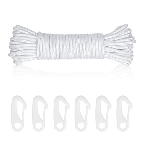 Flag Pole Rope with 6 PCS Flag Pole Clips, 20M Thick Nylon Flagpole ...