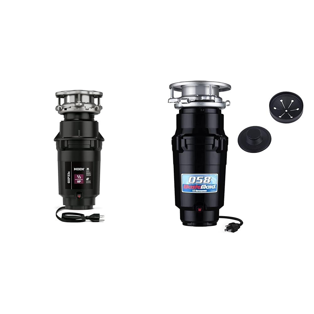 Moen 1/3 HP Compact and Waste Maid 1/2 HP Economy Continuous Feed ...