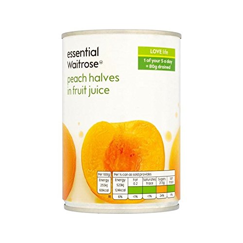 Amazon.com : Peach Halves in Fruit Juice essential Waitrose 410g - Pack ...