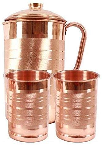 Buy ROYAL STUFF® Copper Jug Pitcher 1500 ML with 2 Glass 300 ml Tumbler ...