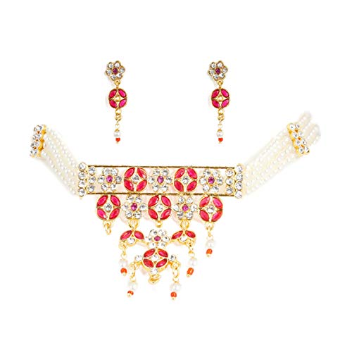 Buy Meira Jewellery Padmavati Style Red and Pink Rajasthani Choker Set ...
