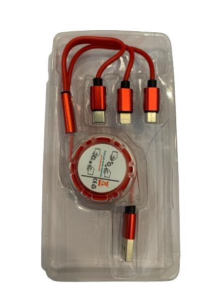 Multi Retractable 3.0A Fast Charger Cord, Multiple Charging Cable 1m 3 ...