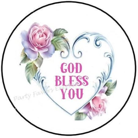 Amazon.com: 1.5" Inch God Bless You Floral Heart Stickers - God Bless ...