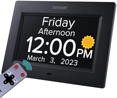 Digital Calendar Day Alarm Clock, 7 Inch Dementia Clocks with 8 Alarms ...