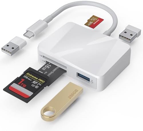 Amazon.com: SD Card Reader, 5 in 1 USB-C & USB Dual Connectors Card ...
