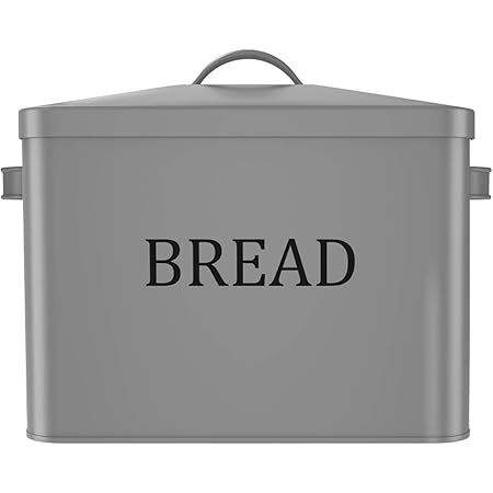 Amazon.com: Extra Large Gray Bread box Vertical Vintage Metal Bread Bin ...