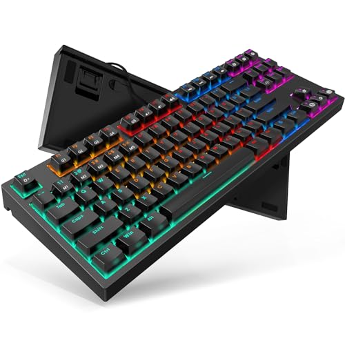 TECURS Gaming Keyboard Mechanical Wired LED Keyboard 5 Macro Keys 87 ...