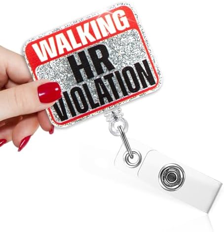 Amazon.com : TOUNER Walking HR Violation Funny Badge Reel with Silver ...