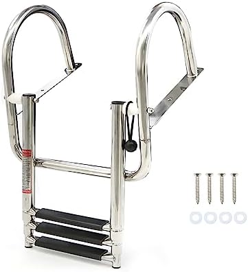 Amazon.com: Marinebaby 3 Steps Pontoon Boat Ladder, Stainless Steel ...