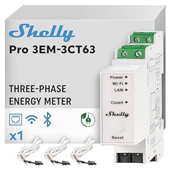Shelly Pro 3EM - 3CT63, WiFi and LAN 3-Phase Energy Meter, 63А, Real ...