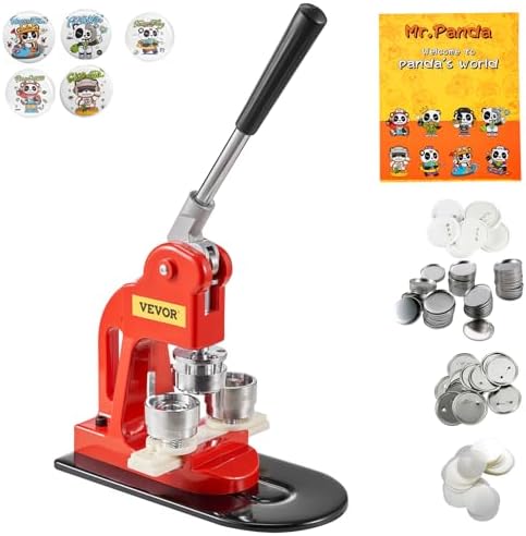 VEVOR Red Button Maker Machine, 32 mm (1.25 inch) Badge Punch Press Kit ...