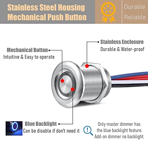 Snapklik.com : Acegoo RV 12V Three Way Dimmer Switch Kit, DC 12 Volt ...