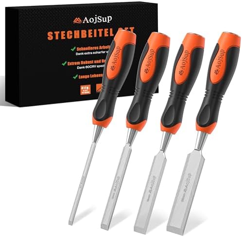 AojSup Wood Chisel Set, 4-Piece Woodworking Carving Chisels (6mm, 12mm ...