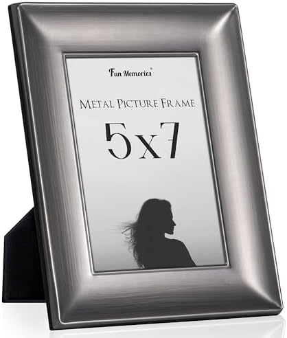Amazon.com - Fun Memories 5x7 Metal Picture Frame, Wide Picture Frames ...