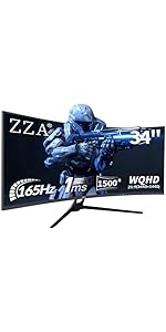 Amazon.com: ZZA 34" UltraWide Curved QHD Monitor - Immersive Gaming ...