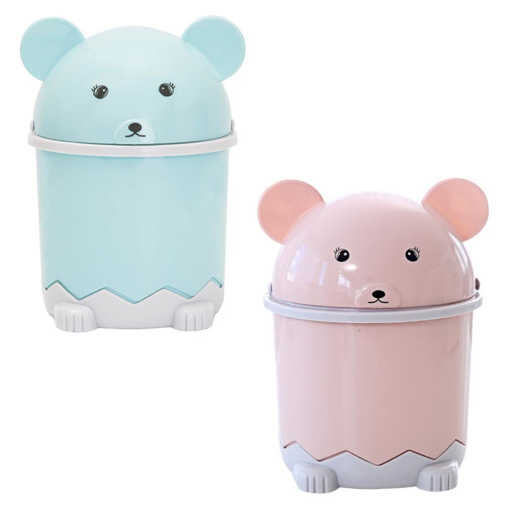 Amazon.com: Mini Trash Can with Lid Desktop Cartoon Garbage Bucket ...
