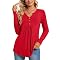 CATHY Womens Long Sleeve Tunic Tops Henley Shirt V-neck Button Down ...