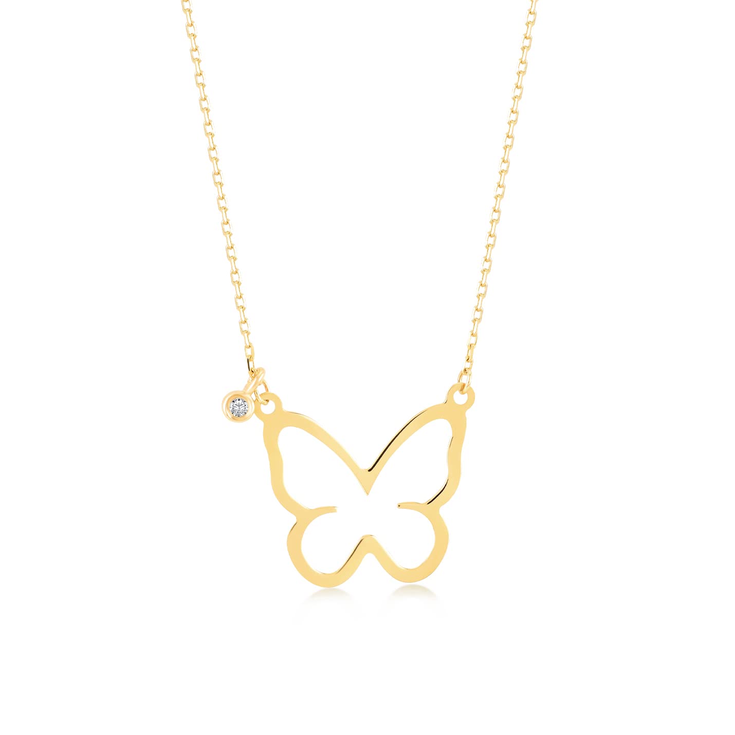 Amazon.com: Diamond Butterfly Necklace | 14k Yellow Gold Open Butterfly ...