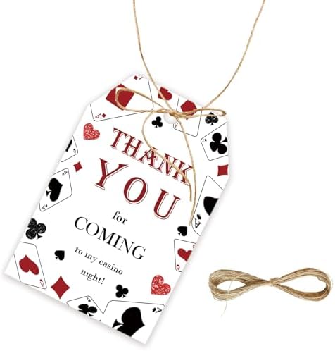 Amazon.com : 50pcs Casino Thank You Tags, Poker Gift Tag with String ...