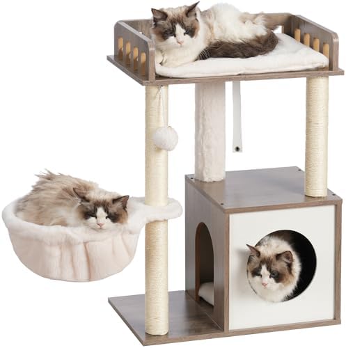 Modern Cat Tree Tower with Extra Large Platform Perch Bed for Maine ...