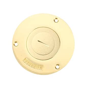 Hubbell Wiring Systems S2725 Brass Round Floor Box Combination Single ...