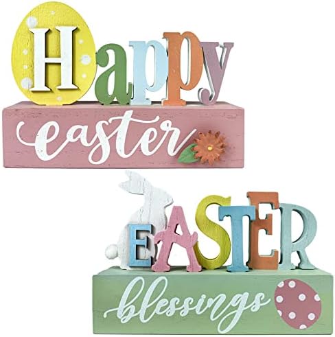 Amazon.com: Ferraycle 4 Pcs Easter Table Decor Happy Easter Decorations ...