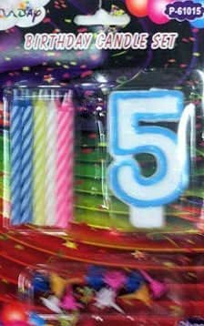 Amazon.com: Blue Number Five Birthday Candle Set : Home & Kitchen