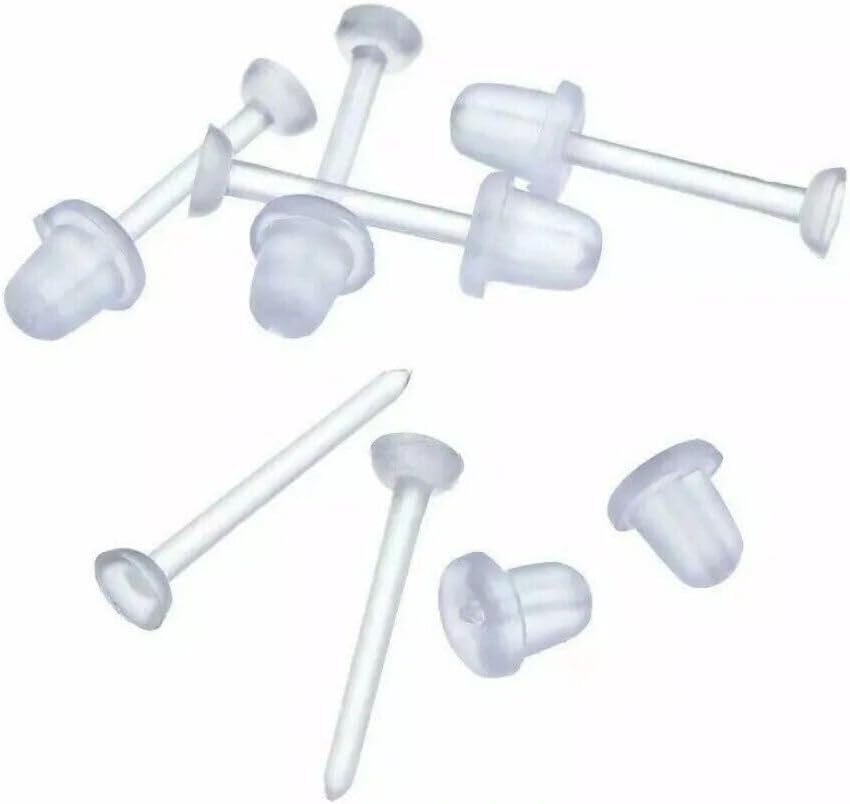 Earring Retainers, 100pcs Clear Pins and Back Rubbers Stoppers(50 Pairs ...