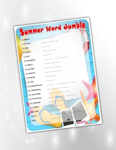 PartyStuff Summer Theme Paper Games - Summer Word Jumble - Word Jumble ...