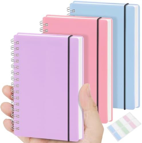 Amazon.com : MSTONAL 3 Pack Small Spiral Notebook College Ruled, 3.5x5 ...