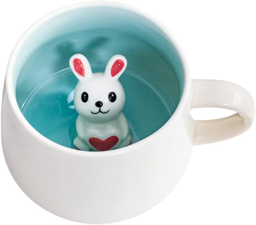 Amazon.com: Biigming Rabbit Cup 3D Animal Inside Mug Handmade Ceramic ...