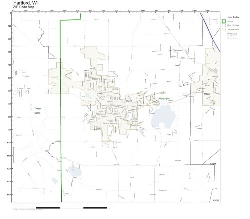 Amazon.com : ZIP Code Wall Map of Hartford, WI ZIP Code Map Laminated ...