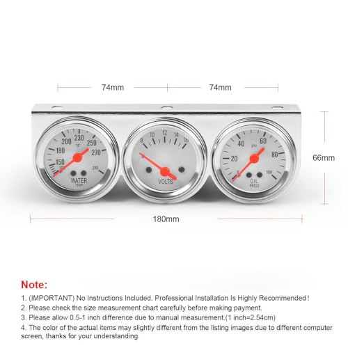 Snapklik.com : 2inch 52MM Triple Gauge Kit Volt Meter Water Temp ...