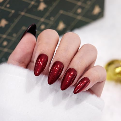 Amazon.com: VSALON Press On Nails Almond, 32 Pcs 16 Sizes Red Press On ...