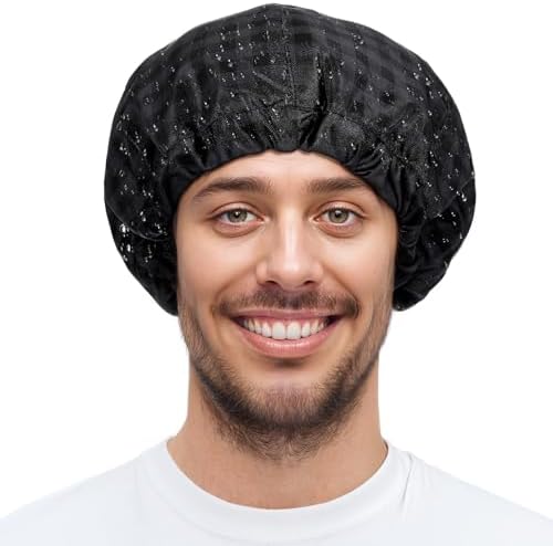 Amazon.com : Ymapinc Black Shower Cap Reusable Waterproof Men Shower ...