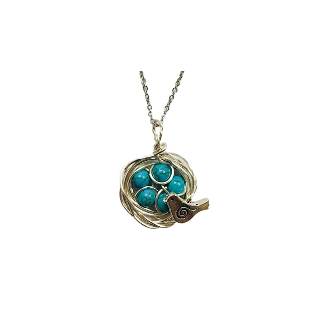 Amazon.com: Robins Nest or Bird's Nest Pendant with 5 Turquoise Eggs on ...