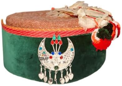 Buy ARUNA KULLU HANDLOOM Himachali topi Green with Silver kalgi and ...