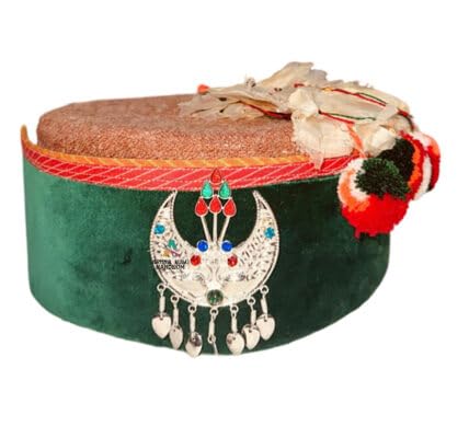 Buy ARUNA KULLU HANDLOOM Himachali topi Green with Silver kalgi and ...