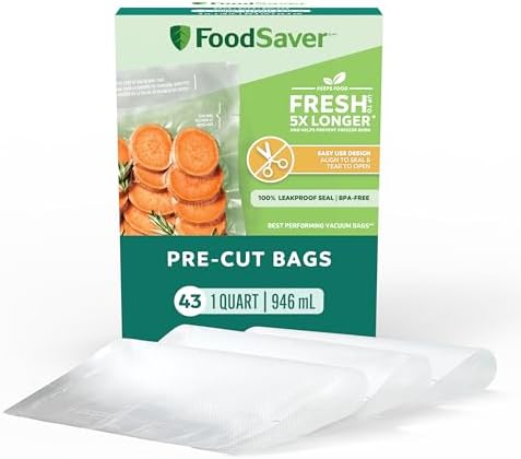 Amazon.com: FoodSaver Quart Pre-Cut Vacuum Seal Bags, Easy Use Vacuum ...