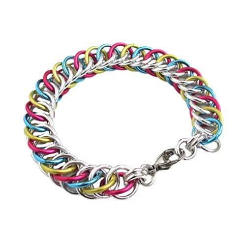 Amazon.com: Pansexual pride bracelet, chainmaille half Persian 4 in 1 ...