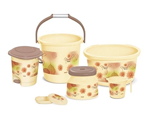 MILTON Designer Elegance Plastic Bathroom Set of 9 (Beige) : Amazon.in ...