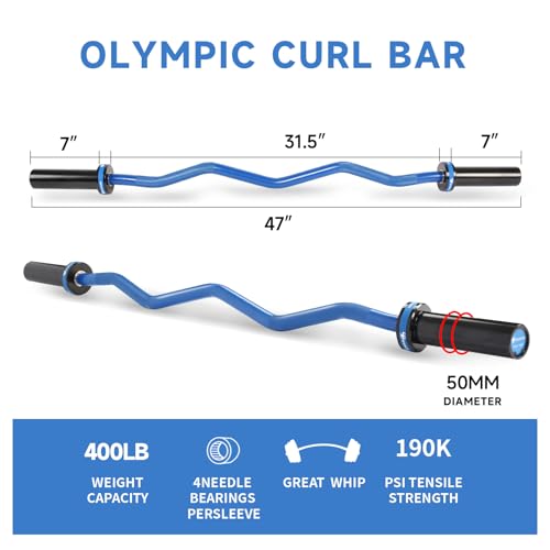Olympic EZ Curl Bar Review: 400LB Capacity, Knurled Grip, 4ft Bar for 2 ...