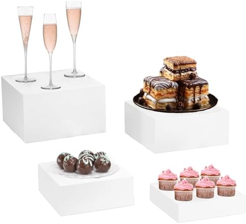 Amazon.com: FOTEEMO Buffet Risers 4pcs, White Acrylic Food Display ...