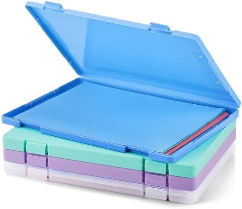 Amazon.com: Portable A4 File Box Transparent Plastic Box Document Paper ...