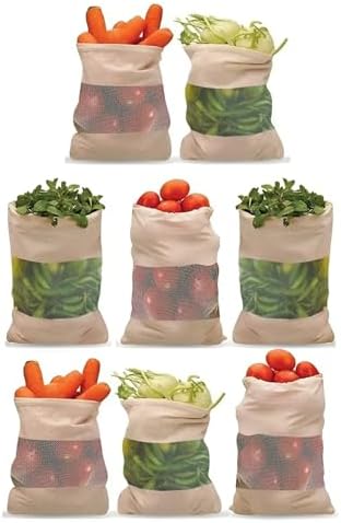 Blendmix 100% Cotton Mesh Bag Zipper Vegetable Bags for Fridge storage ...