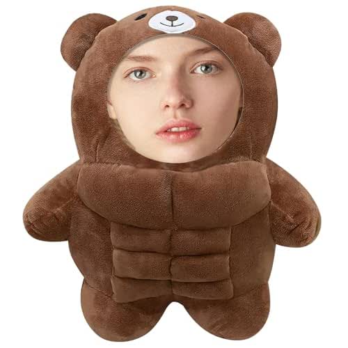 Personalized Muscle Bear Plush Toy, Customizable Your Face Photo Plush ...